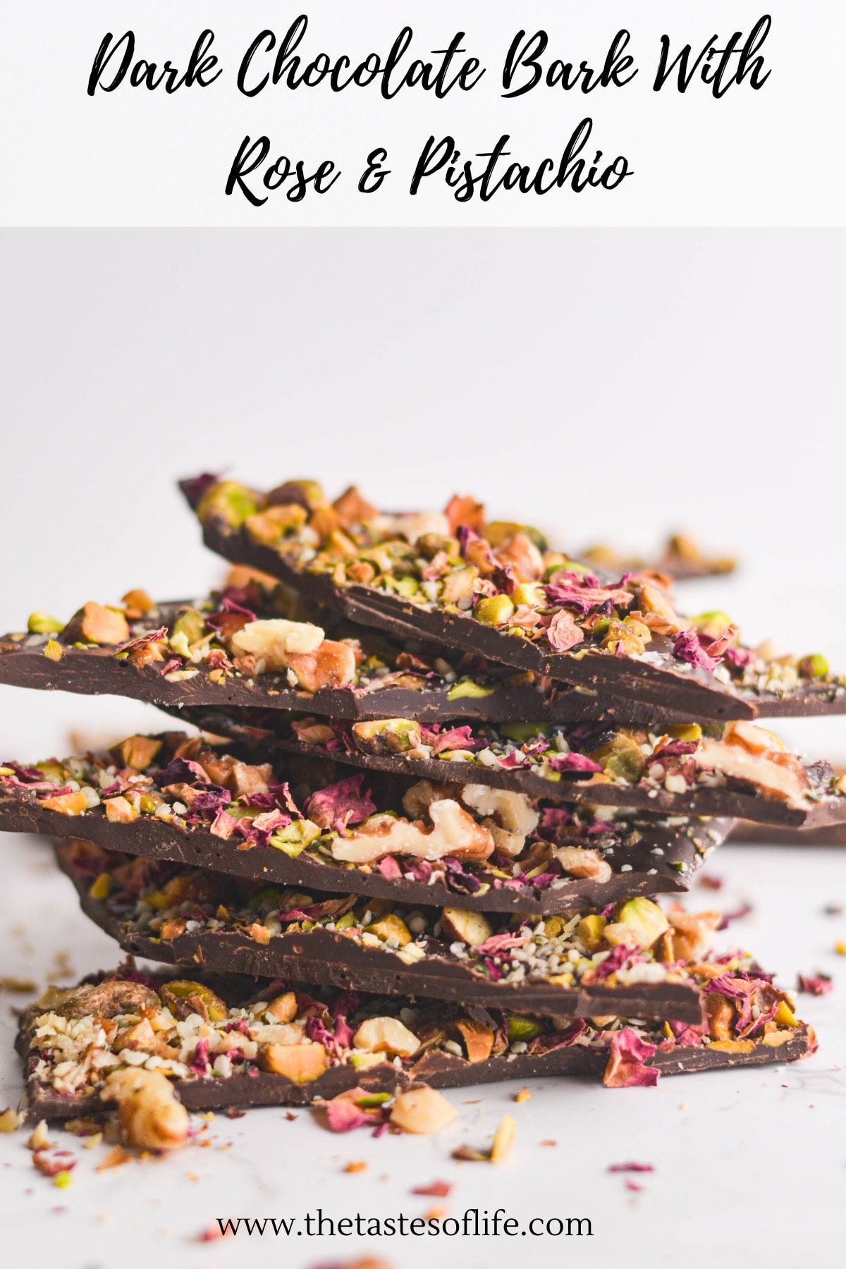 Dark Chocolate Bark With Rose Petals & Pistachio | The Tastes of Life ...
